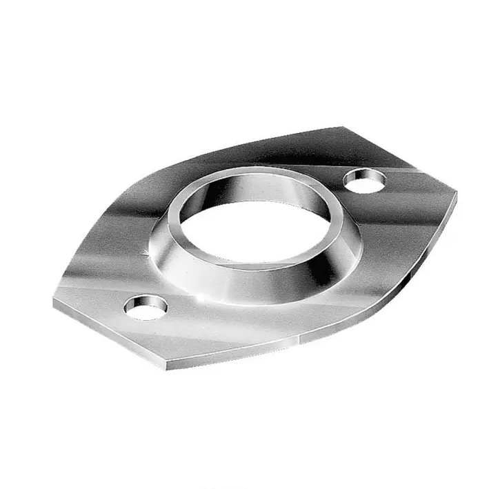 Oval Steel Base Plate Sleeve: 32NB / 42mm Round Post, 2 Holes | Gatesplus